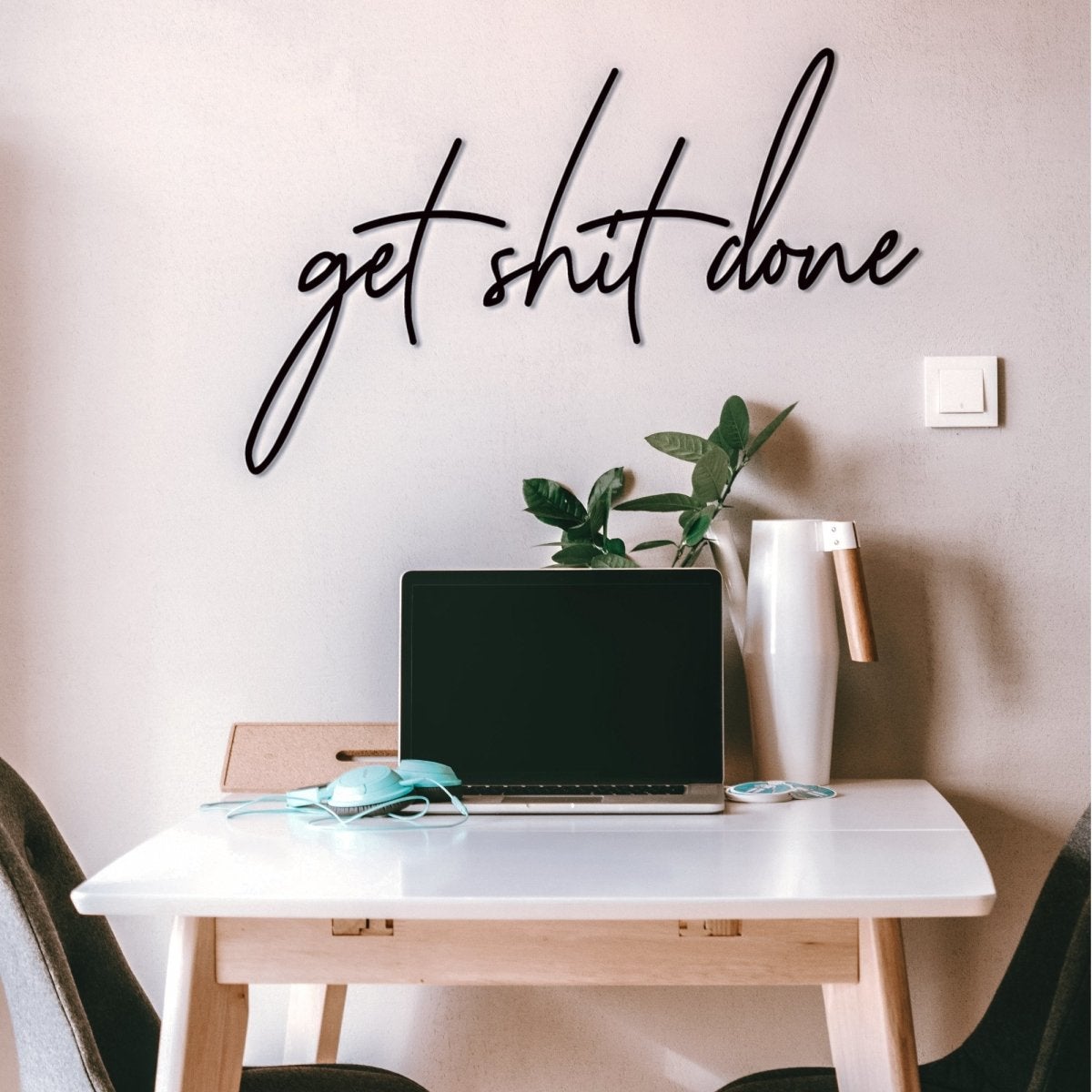 Get Shit Done Metal Wall Art Minimalist Inspirational Affirmation Work ...