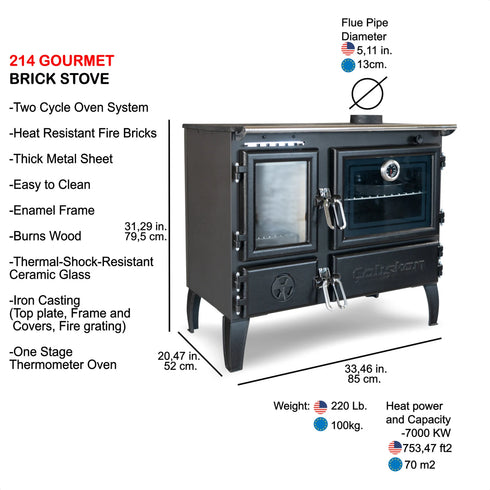 Stove 214, Multifunctional Wood Burning Stove for Cooking Baking Oven ...